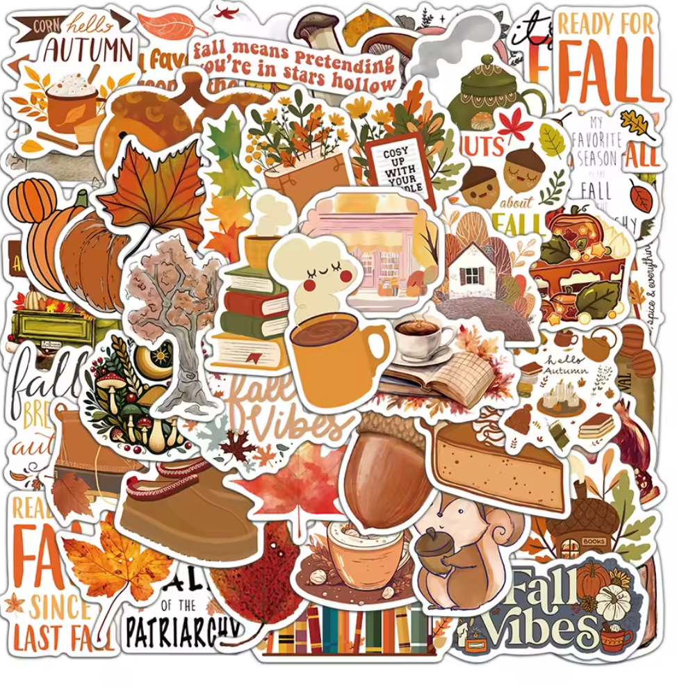 50 Stickers Vinil Otoño Fall – La Papelería Mágica