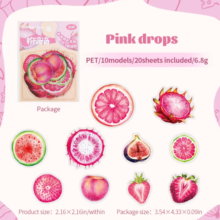 20 Stickers Frutas de Colores – La Papelería Mágica